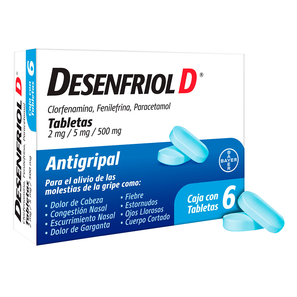 DESENFRIOL D 2/5/500MG CON 6 TABLETAS – FARMACIA CALDERON
