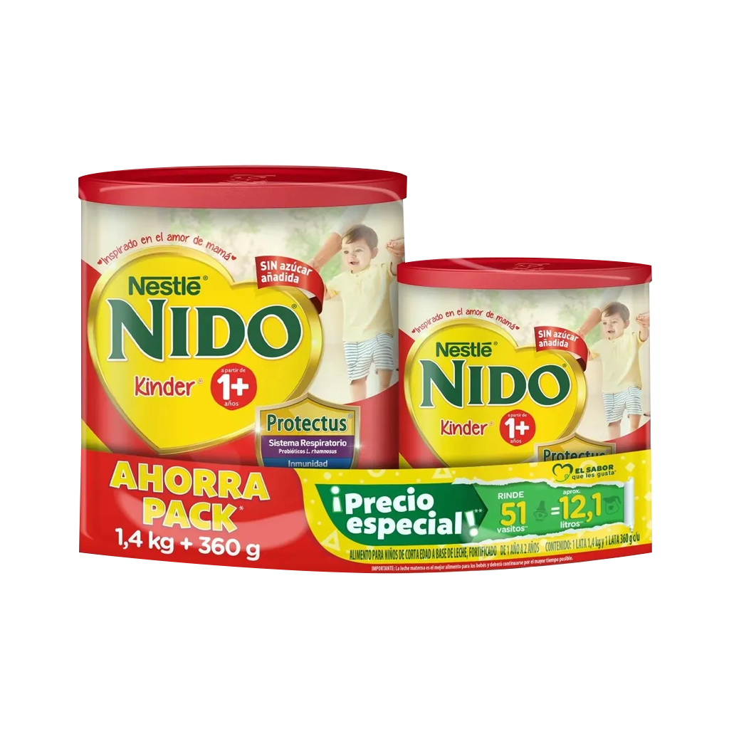 NIDO KINDER 1+ AHORRA PACK 1.4KG + 360G – FARMACIA CALDERON