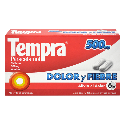 TEMPRA 500MG CON 10 TABLETAS – FARMACIA CALDERON